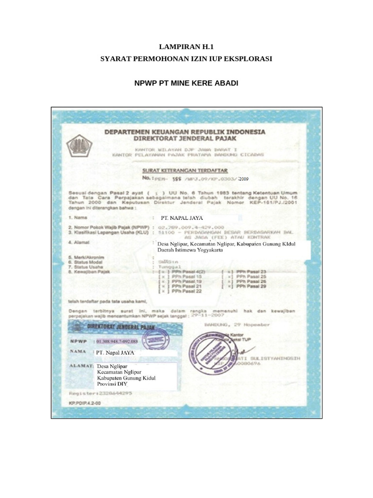 Lampiran H.1 IUP Eksplorasi | PDF