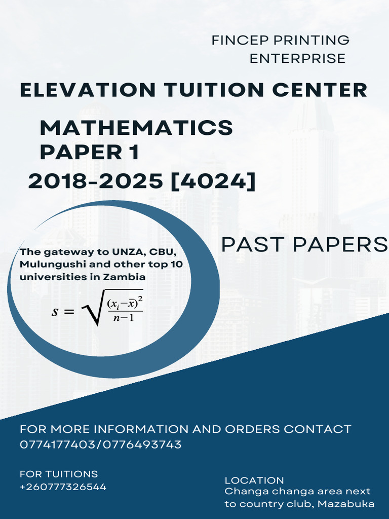 Top Zambian University Past Papers | PDF