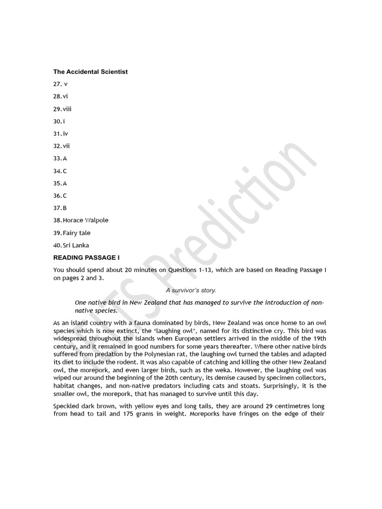 Reading Passage 1 | PDF | Agriculture | Owl