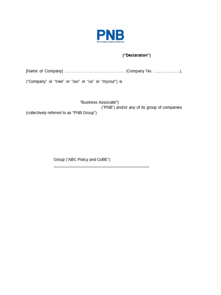 Integrity Declaration for PNB Compliance | PDF | Bribery | Government