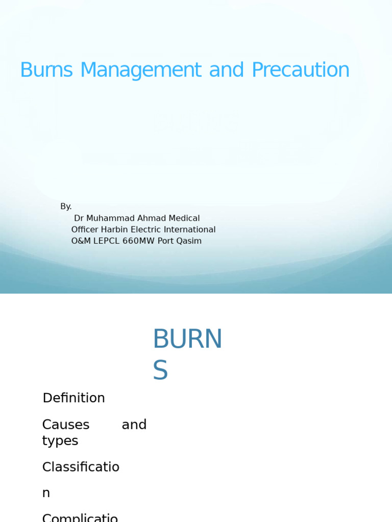 Burns Management and Precaution | PDF