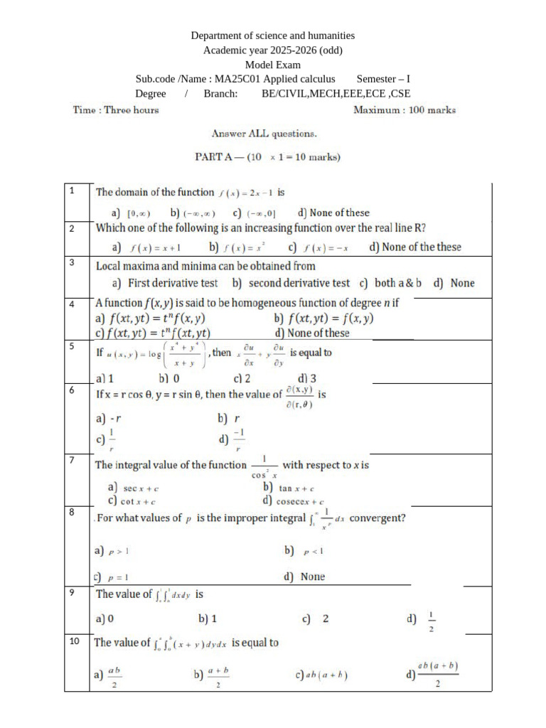 Applied Calculus (Set 1,2) | PDF