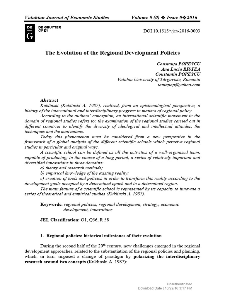 Evolution of Regional Development Policies | PDF | Policy | Theory