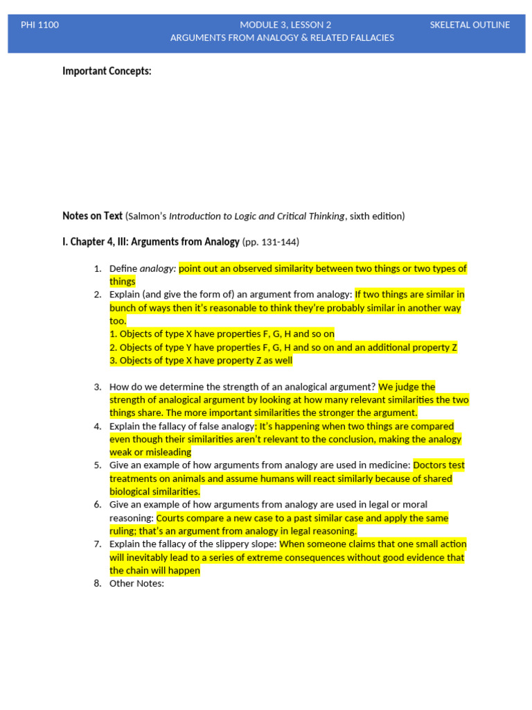David Gray Module 3, Lesson 2 - SkeletalOutline | PDF | Logic