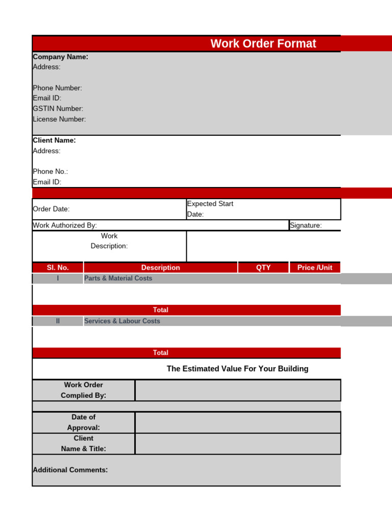 Work Order Format | PDF
