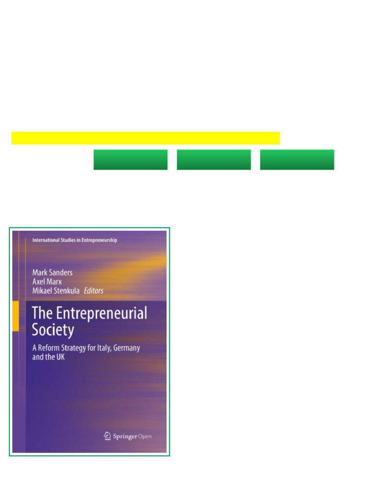 (Ebook) The Entrepreneurial Society: A Reform Strategy for Italy, Germany and the UK by Mark ...