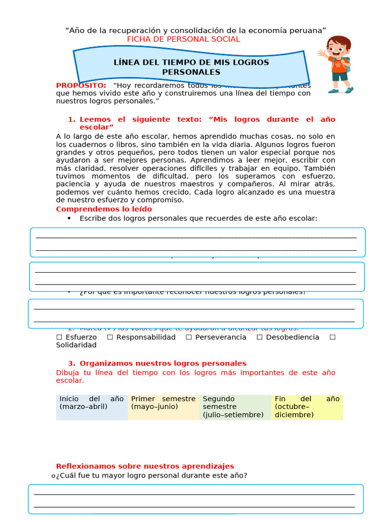 Logros y aprendizajes del año escolar | PDF