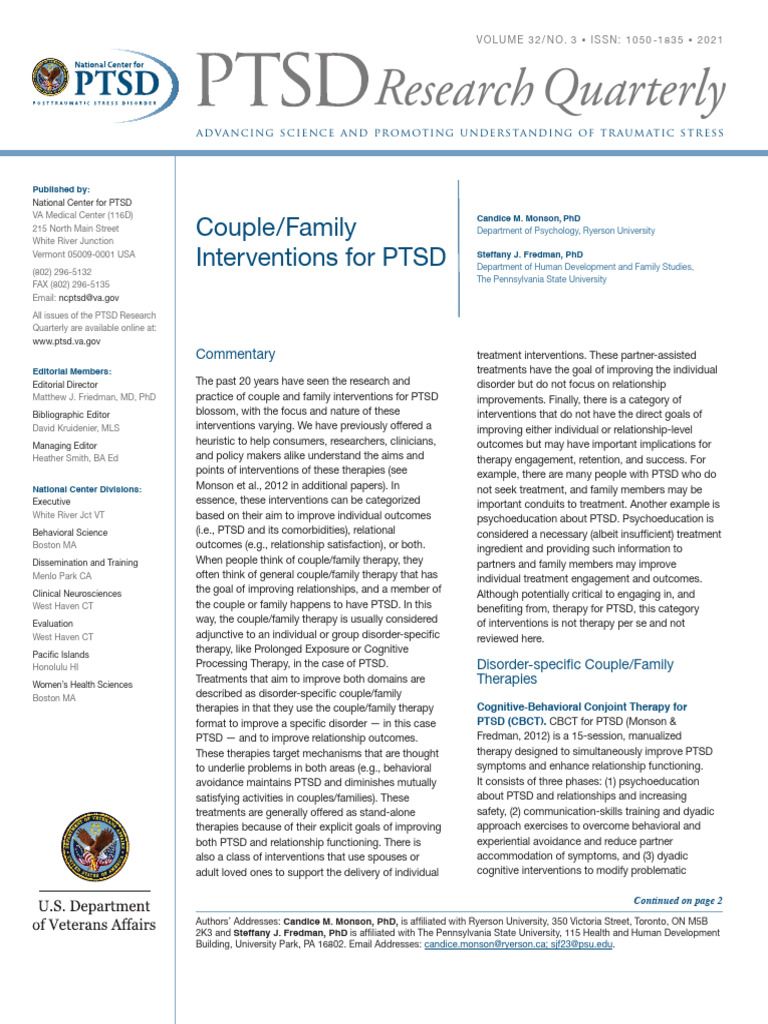Couple Family Interventions | PDF | Psychological Trauma | Cognitive ...