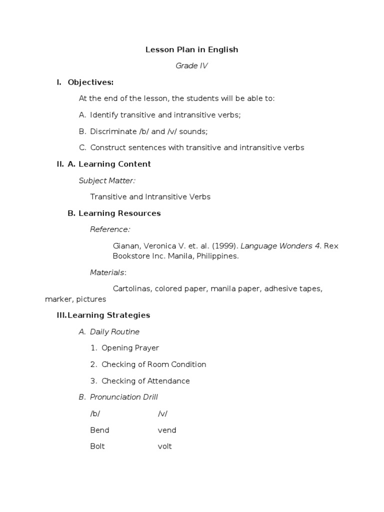 4th Grade Esl Lesson Plans