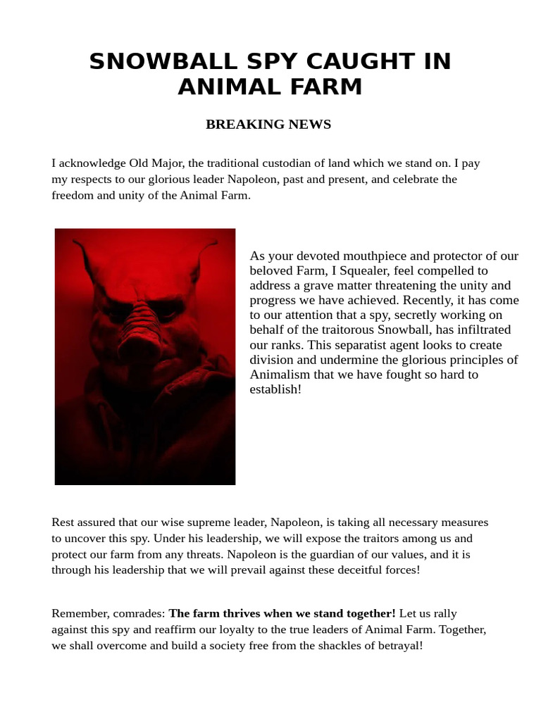 Animal Farm Propoganda Article | PDF