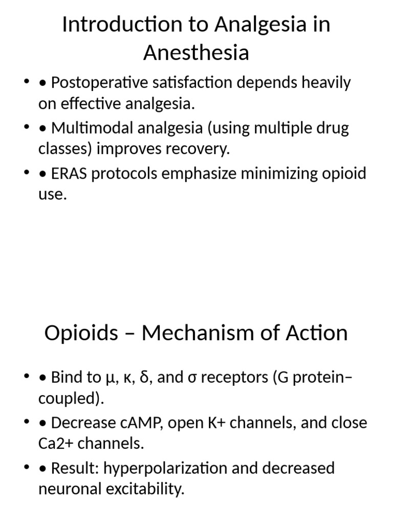 Analgesia in Anesthesia: Key Insights | PDF | Opioid | Morphine