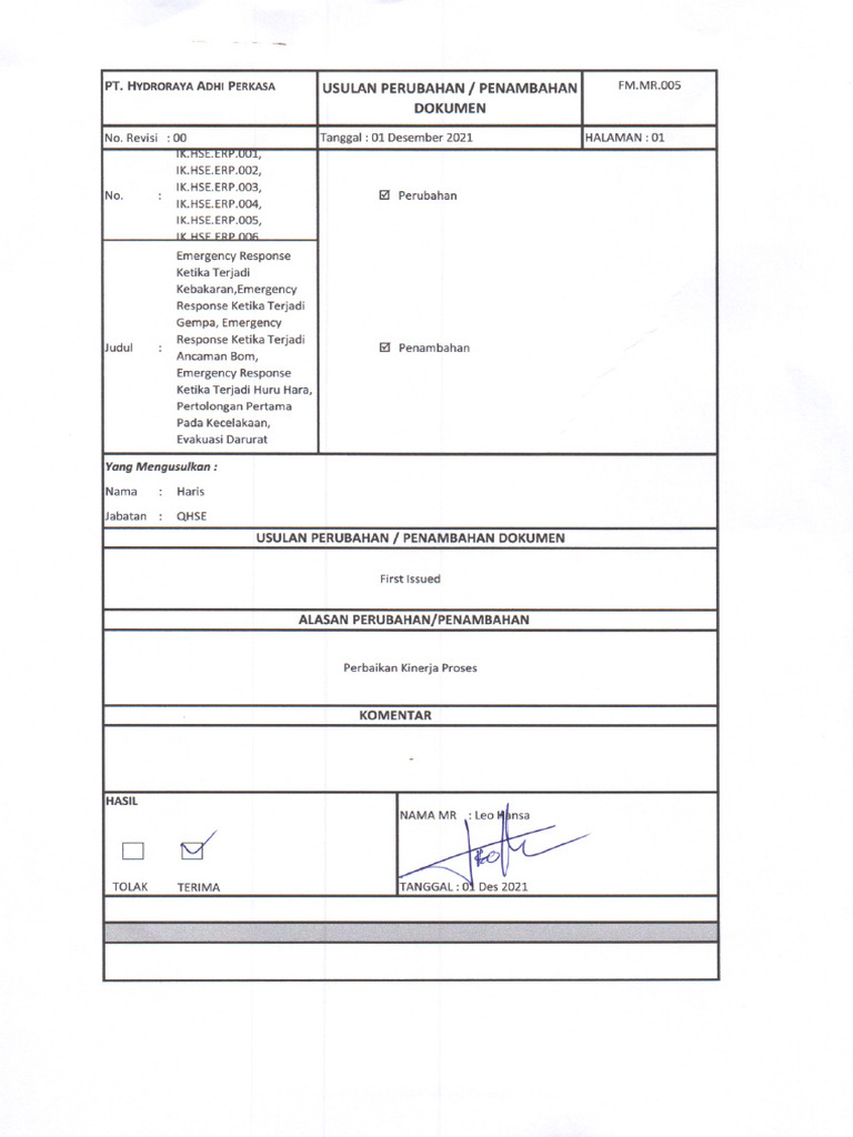 20 IK - hse.ERP.006 Evakuasi Darurat | PDF
