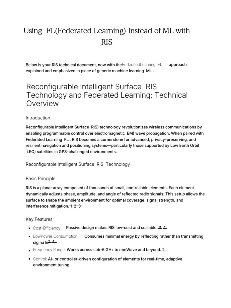 Using FL (Federated Learning) Instead of ML and RIS PDF | PDF ...