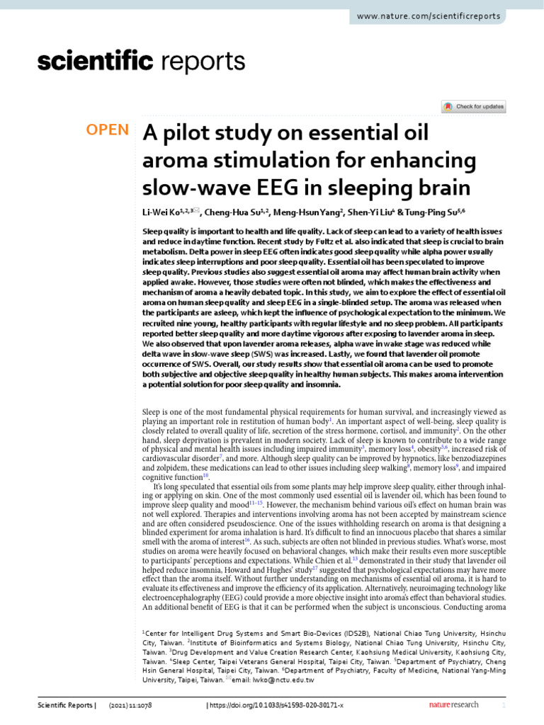 A Pilot Study On Essential Oil | PDF | Sleep | Electroencephalography