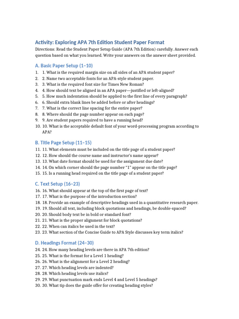 APA 7th Edition Student Paper Guide | PDF | Apa Style | Written ...