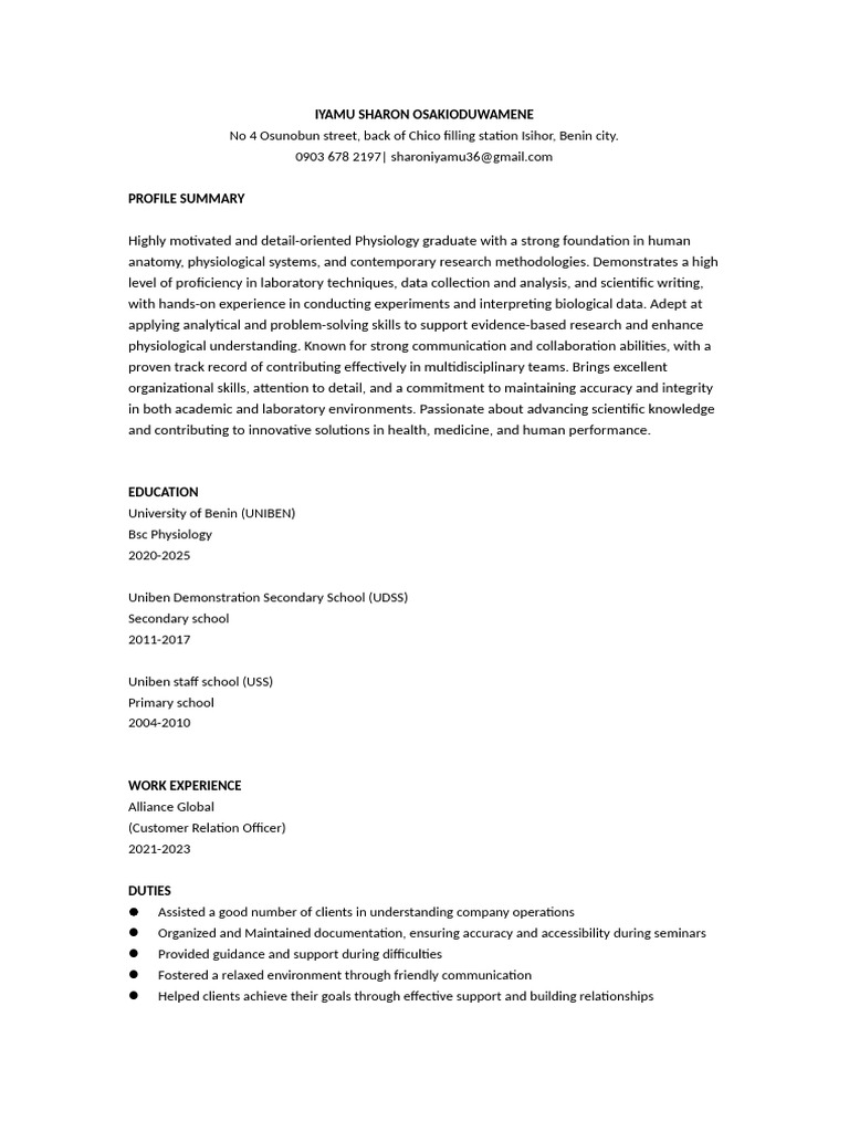 Sharon Cv | PDF