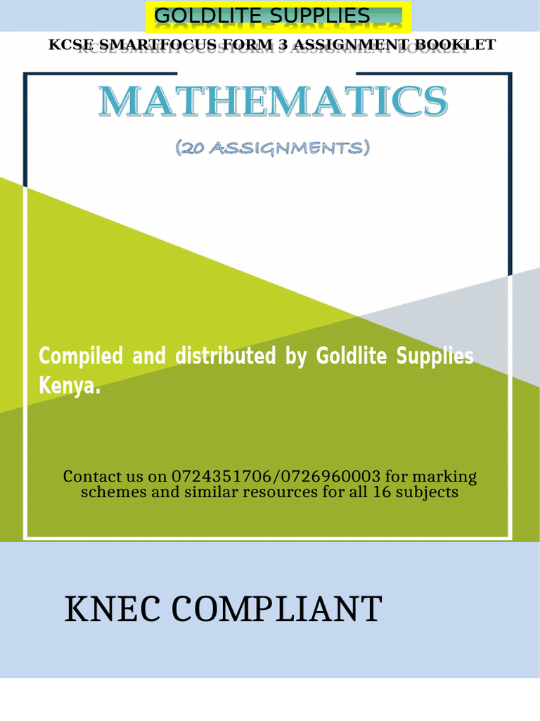 KCSE Form 3 Math Assignment Guide | PDF | Area | Circle