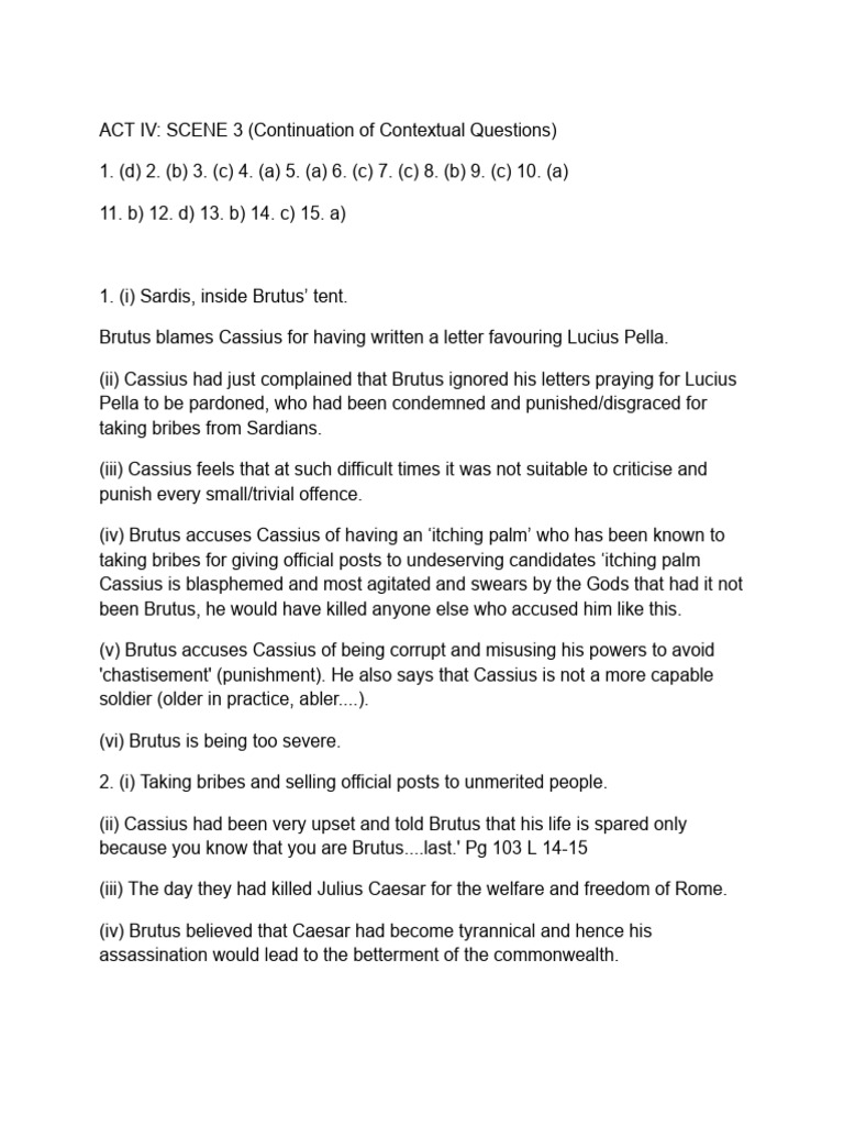 JC Notes Act 4 Scene 3 To Act 5 Scene 5 | PDF | Mark Antony | Augustus