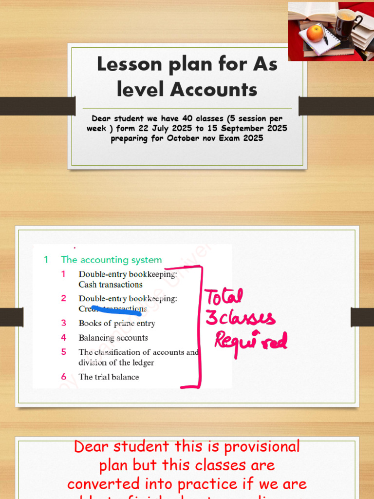 Lesson Plan For As Level Accounts | PDF