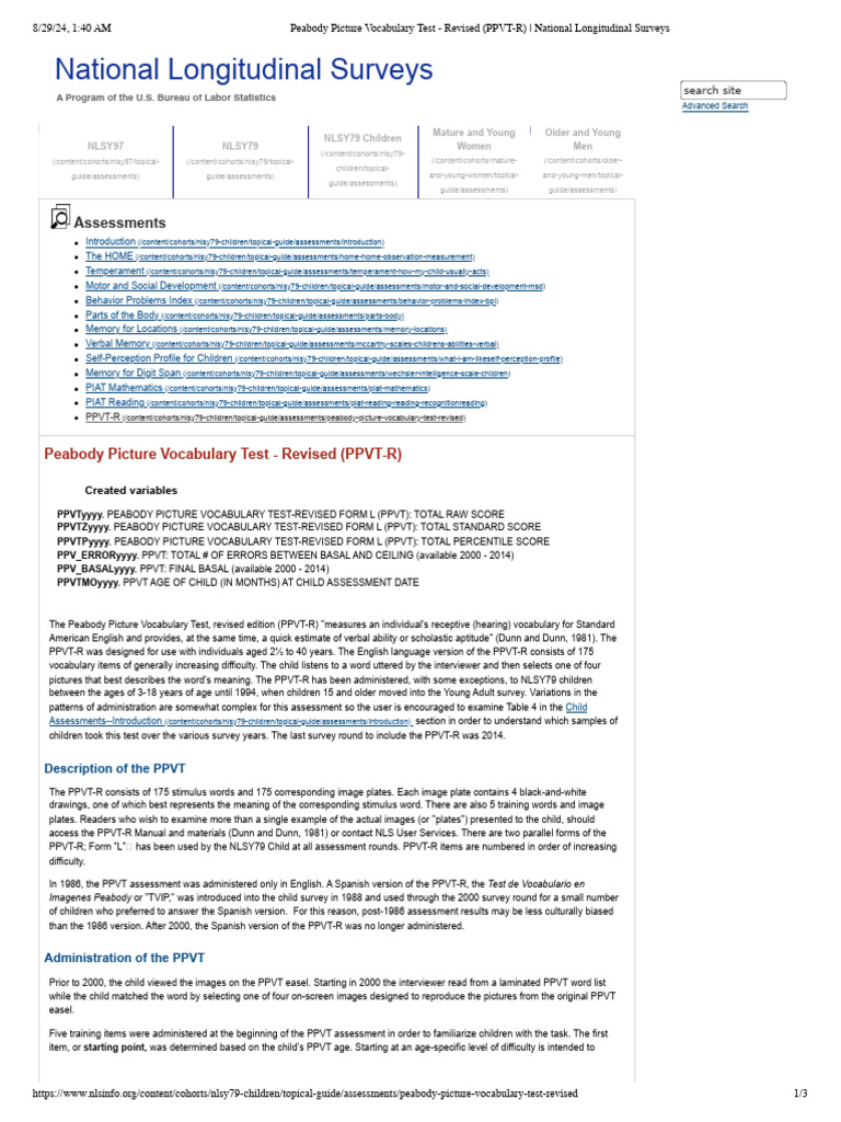 The Peabody Picture Vocabulary Test (W3.R5) | PDF | Standard Score ...