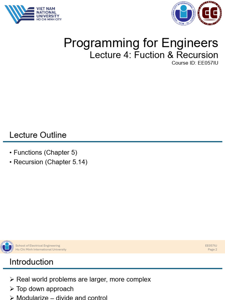 Lecture - 4 - Function & Recursion | PDF | Parameter (Computer Programming) | Computer Programming