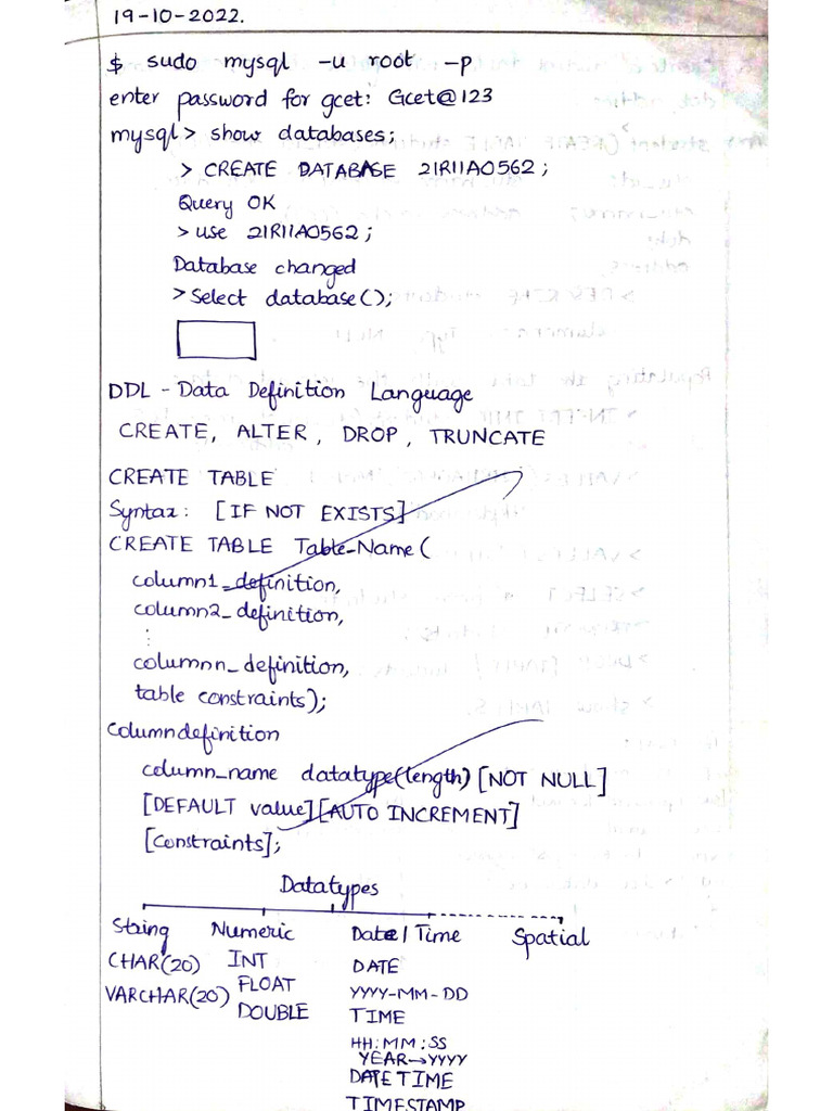 Dbms Lab Observation Book | PDF