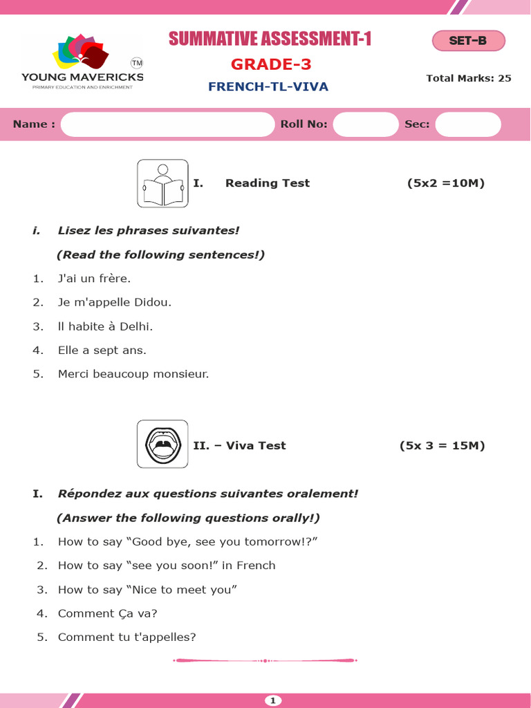 Évaluation de français - Grade 3 | PDF