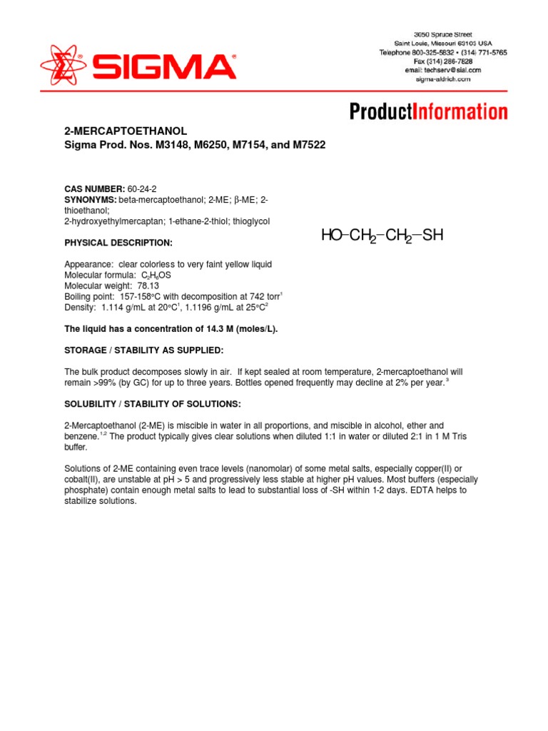 2 Mercaptoethanol | PDF | Solution | Polyacrylamide Gel Electrophoresis