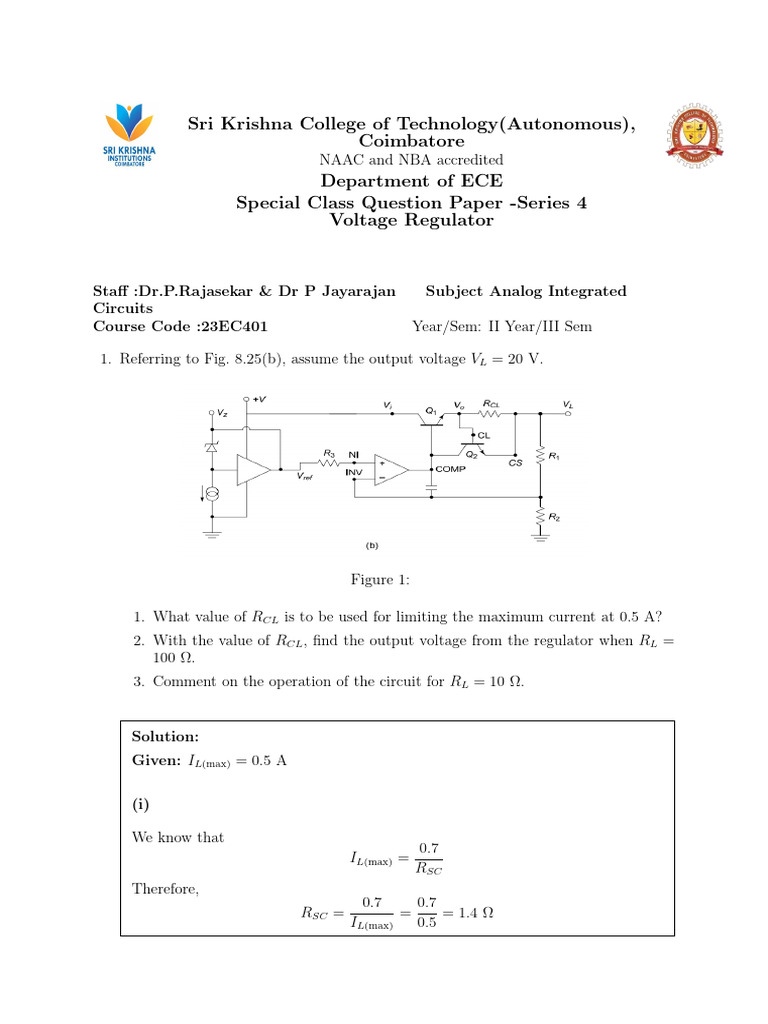 Specialclass Questions S4 Voltage Regulator | PDF | Resistor ...