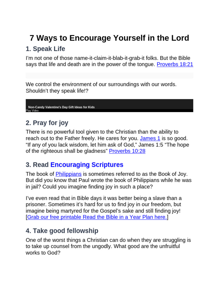 Encourage Yourself in the Lord: 7 Tips | PDF | Epistle To The ...
