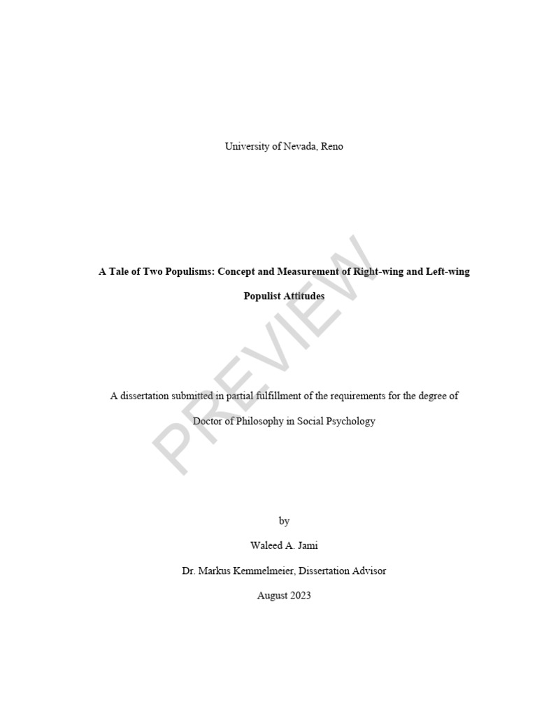 A Tale of Two Populisms Concept and Measurement of Right-Wing and Left ...