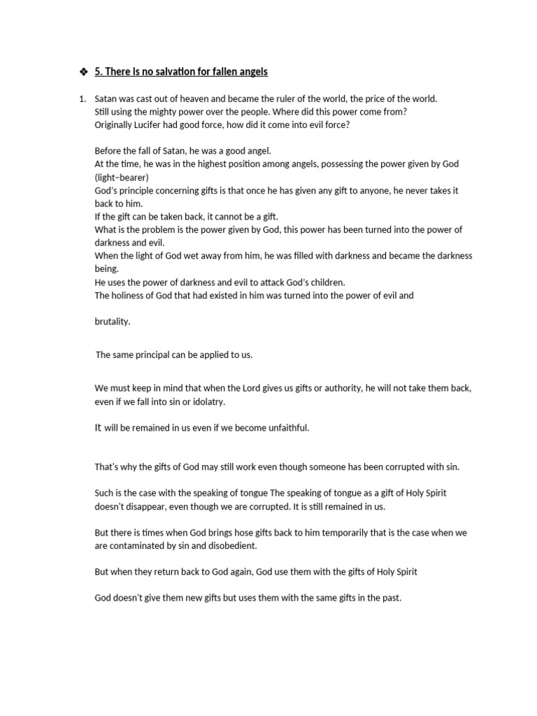 5.There is No Salvation for Fallen Angels | PDF | Satan | Jesus