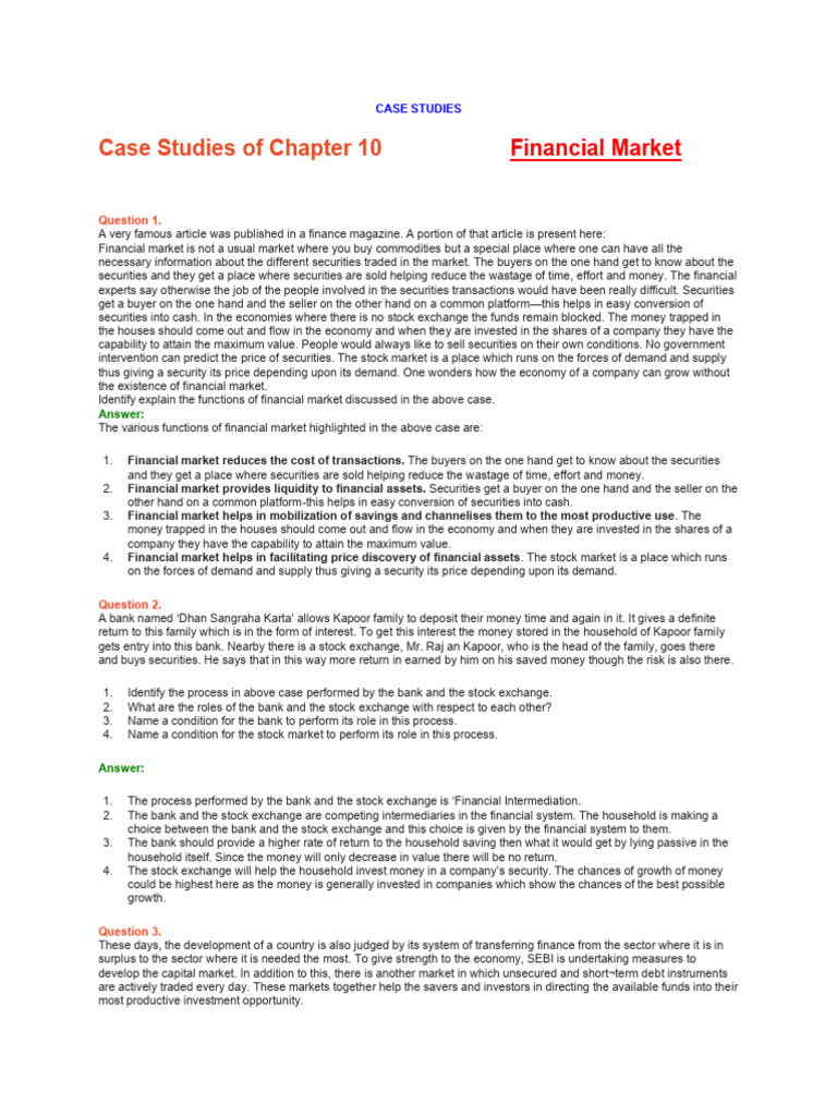 Functions of Financial Markets Explained | PDF | Financial Markets ...