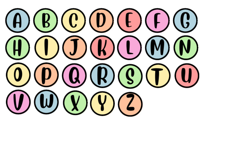 Alphabet Letters A-Z Circle Flashcards in Colorful Bold Style ...