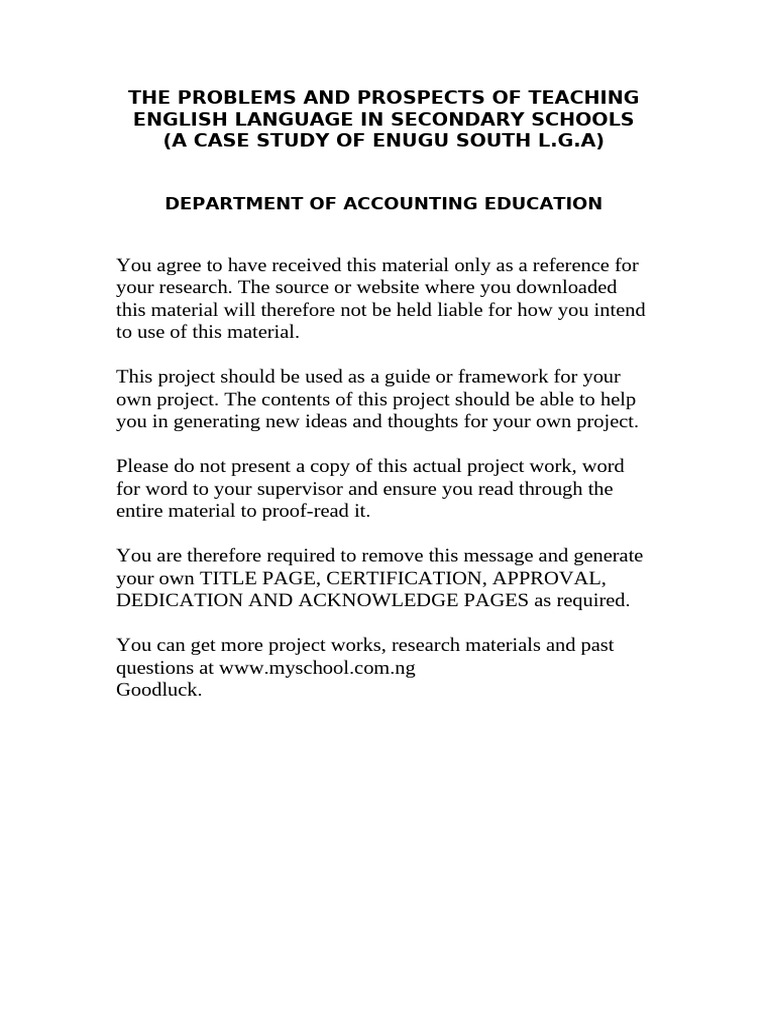 The Problems and Prospects of Teaching e | PDF | Teachers | English ...