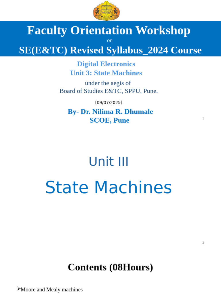 3 - Unit III State Machines Fow | PDF | Digital Electronics | Electronics