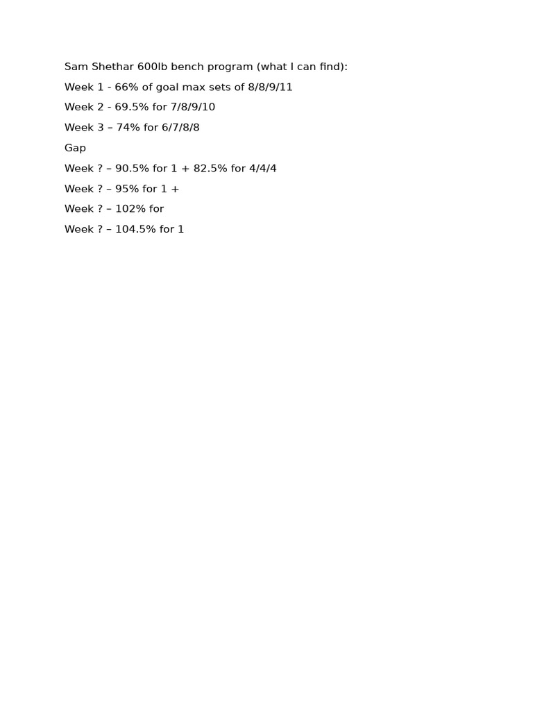 Shethar 600lb Bench Program | PDF