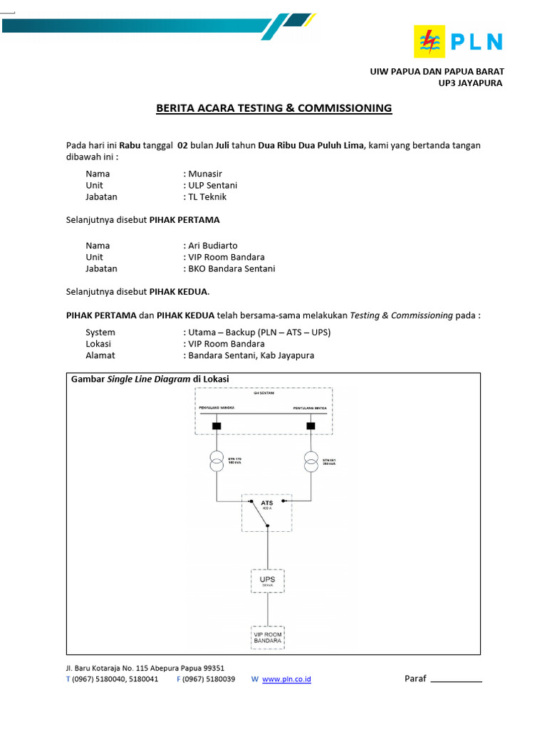 BA Testing Comissioning VIP Room Bandara Sentani | PDF