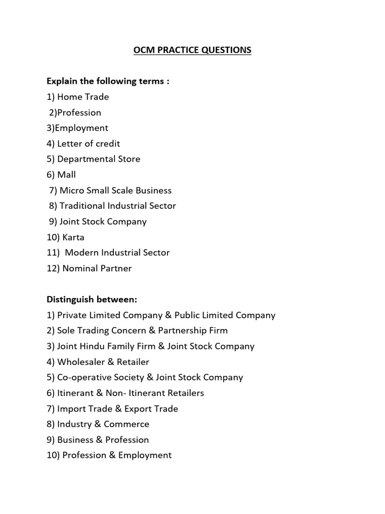 OCM Practice Questions and Answers Guide | PDF