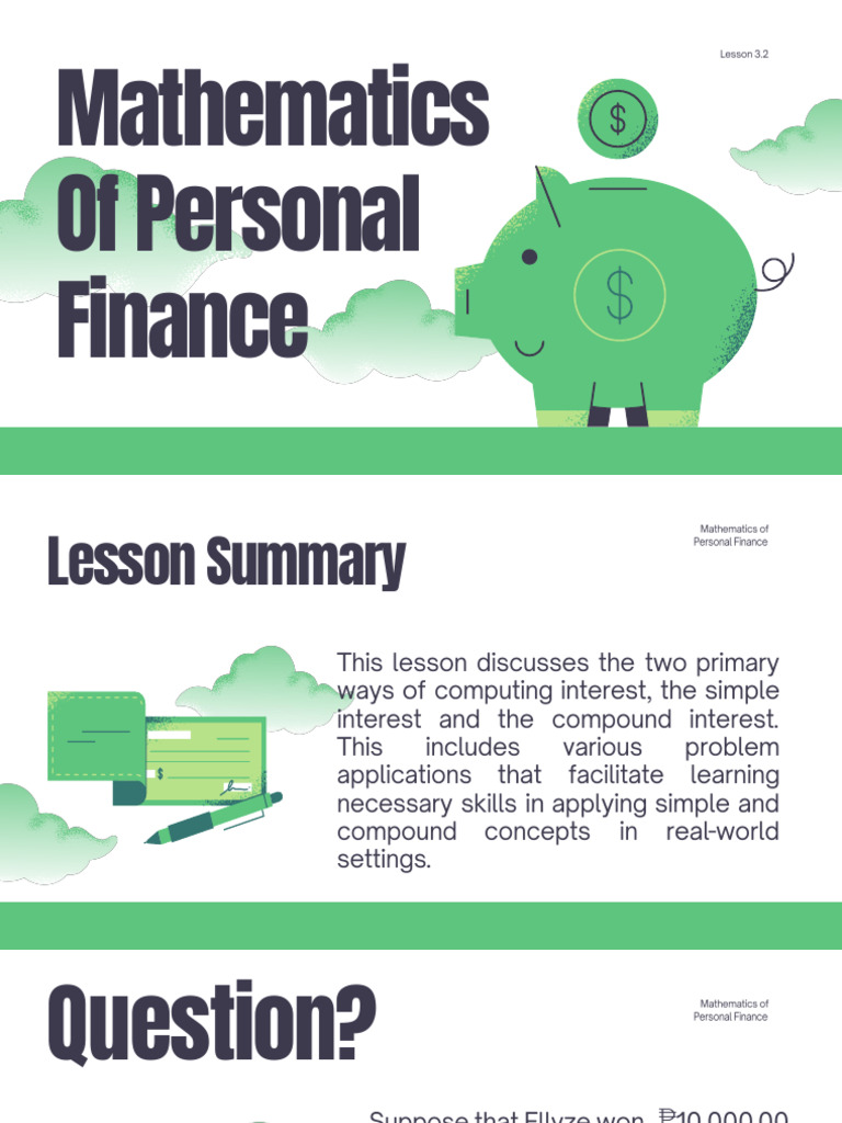 Lesson 3.2 Mathematics For Personal Finance | PDF | Mathematics