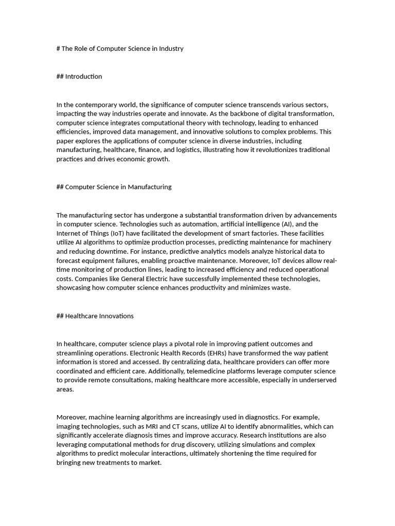 The Role of Computer Science in Industry | PDF | Security | Computer ...