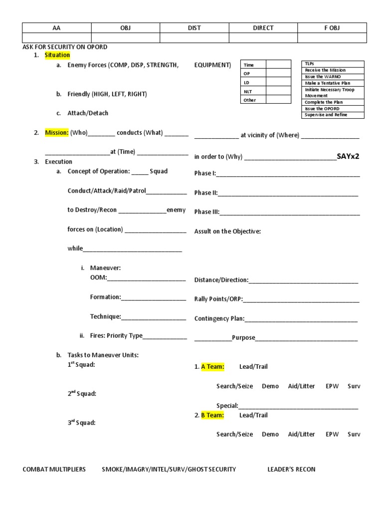 Opord Format Template