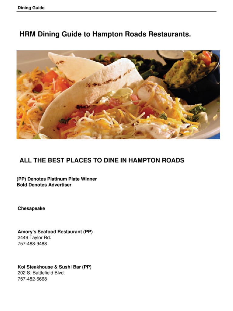 HR Dining Guide | PDF | Restaurants | Food Industry