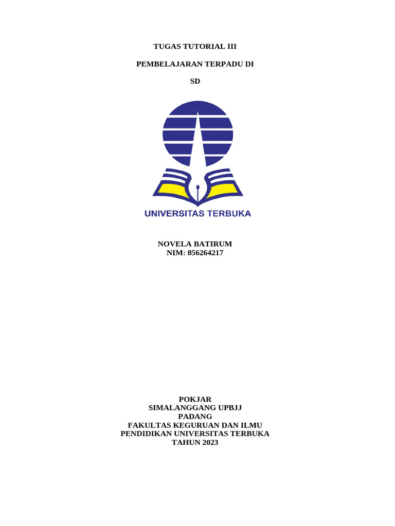 Novela Batirum 856264217 Pembelajaran Terpadu TUTORIAL III OKE | PDF