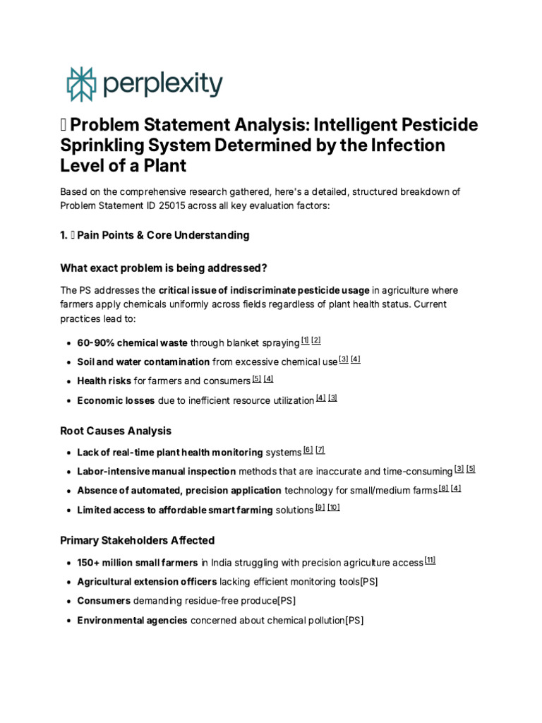 ? Problem Statement Analysis - Intelligent Pesticid Lab Research | PDF ...