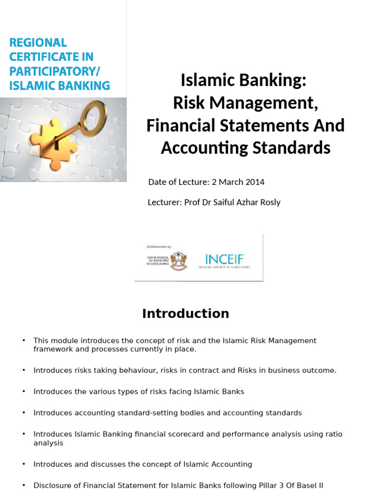 Day 5 Islamic Banking - Risk Management - Financial Statements and Accounting Standards Day Five ...