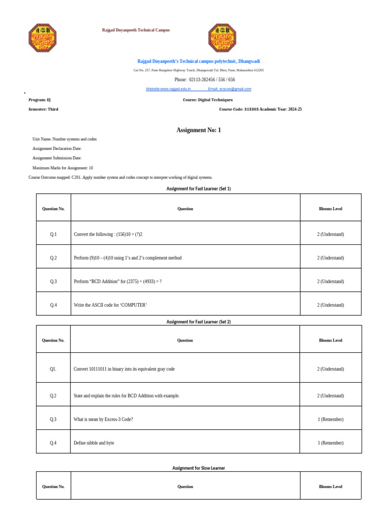 Assignment 1. | PDF | Binary Coded Decimal | Arithmetic