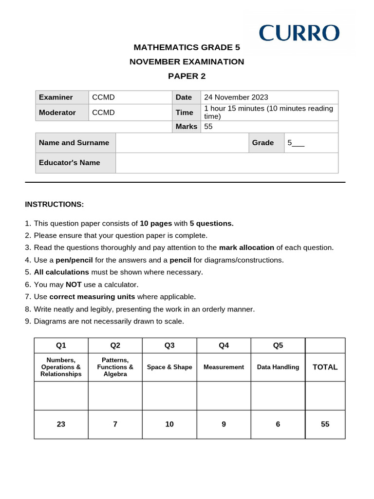 GR 5 Maths Paper 2 - 2023 | PDF | Numbers | Cupcake