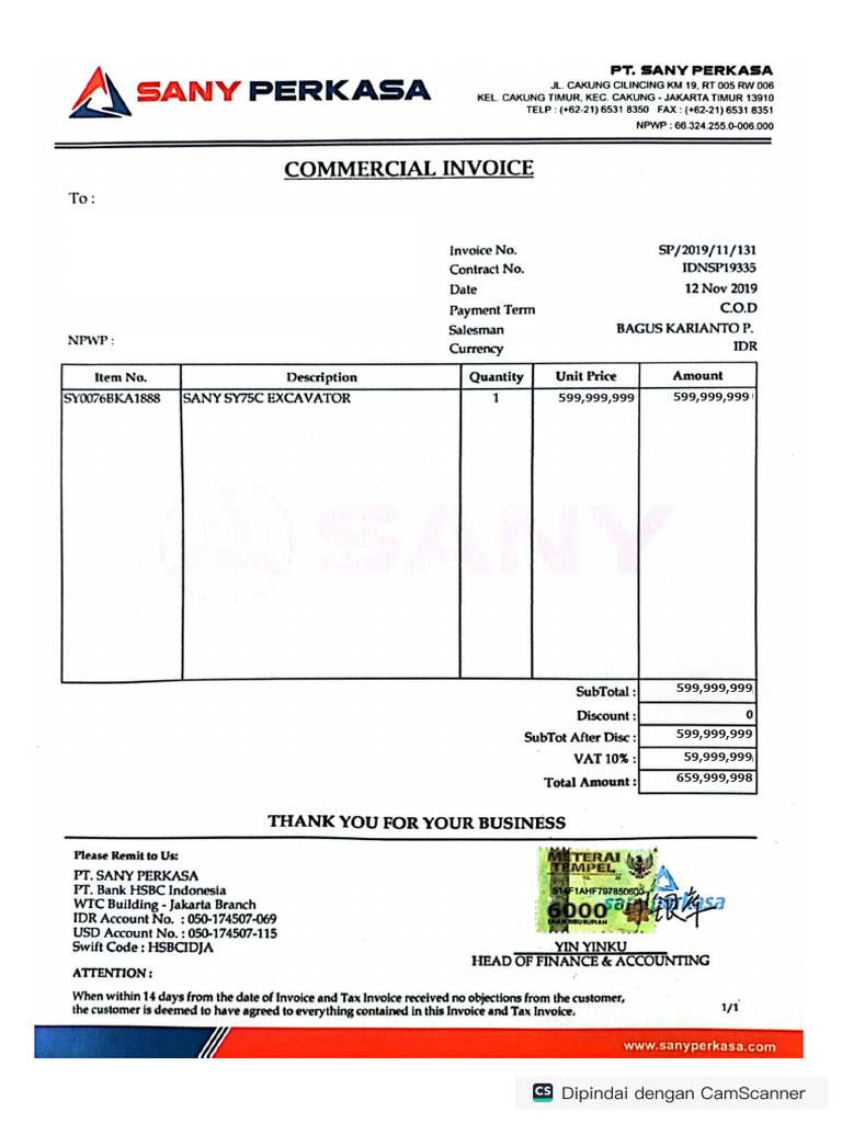 Invoice Alat CV. Cilacap Jaya | PDF