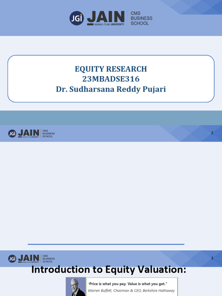 Module 1 Equity Research | PDF | Valuation (Finance) | Book Value